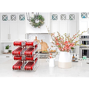 SimpleHouseware Soda Can Organizer Stackable Rack Dispenser for Pantry/Refrigerator, White, Set of 4