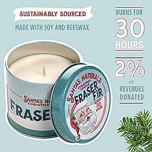 Santa's Naturals Fraser Fir Christmas Candle | Fresh Cut Christmas Tree Fragrance | Sustainably Sourced Soy and Beeswax | 30 Hour Burn Time | 9oz
