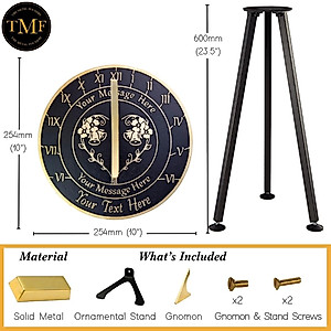 The Metal Foundry Personalized Silver 25th Large Sundial - Recycled Solid Metal UK Manufactured Home Decor Or Garden Present Idea for Parents, Friends Or Couple On 25 Years Marriage