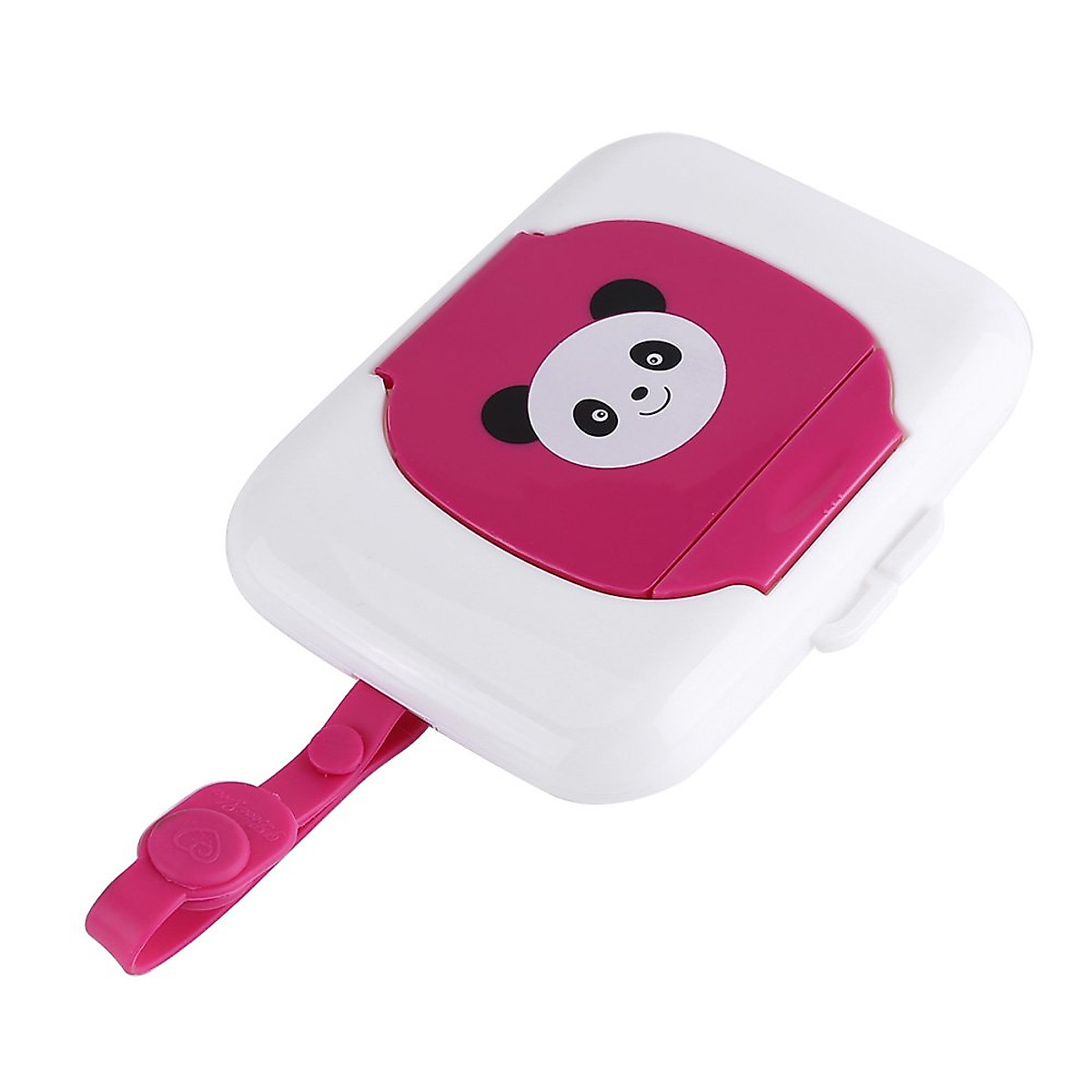 Fdit Wet Wipes Storage Box,Baby Outdoor Travel Stroller Wet Wipes Box Refillable Container for Car Bathroom Living Room(White + Rose)