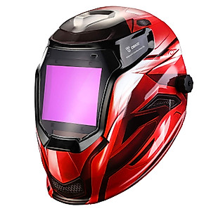 DEKOPRO Solar Powered Welding Helmet Auto Darkening Professional Hood with Wide Lens Adjustable Shade