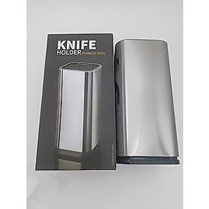 BOWONG Universal Knife Block, Stainless Steel Knife Holder Stand with Slots for Scissors and Sharpening Rod, Rectangular Knife Storage Stand Safe and Detachable for Easy Cleaning