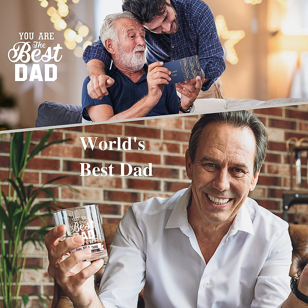 Kollea Christmas Gifts for Dad from Daughter, 10 Oz You Are The Best Dad Ever Whiskey Glass, Funny Gag Birthday Gift Ideas for Men Daddy Papa Who Have Everything