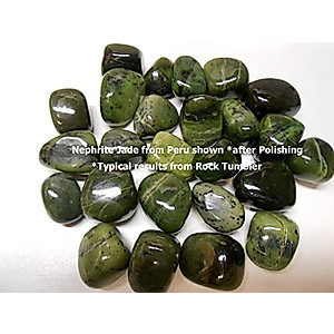 Rockhound's First Choice Rock Tumbler Gem Refill Kit - Natural Nephrite Jade Rough from Peru, Gemmy Green, 4 oz