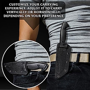 OERLA TAC OLK-033RD Outdoor Knife Fixed Blade Camping Hunting Survival Field Knife 420HC Full Tang Steel with Kydex Sheath and EDC Tactical Belt Clip