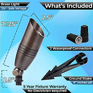 LED Spot Lights Outdoor Landscape Lighting 108 - (4 Pack) Solid Brass Spotlight LED Yard Lights Security Landscape Lights for Bright Long Lasting Home Garden Patio Pool Deck Lighting (No Bulb)