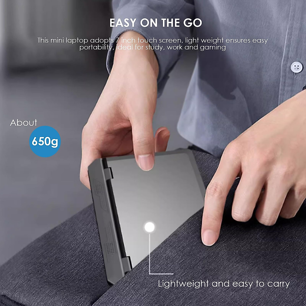 Acogedor Mini Laptop, 7.0 inch Touch Screen Mini Laptop Computer, High Speed CPU J4105 12GB RAM ...