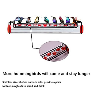 Hummingbird Feeder for Outdoors Hanging, Hanging & Window Two-Mode Horizontal Hummingbird Feeder Tube, with Perch for Standing and Drinking, 12 Feeding Ports, Leak & Bee Proof, Easy to Clean & Fill