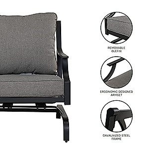 Grand patio 3 Pieces Patio Chairs Set,Steel Outdoor Furniture Set with Coffee Table and Grey Thick Cushions for Garden Lawn Porch(Grey)