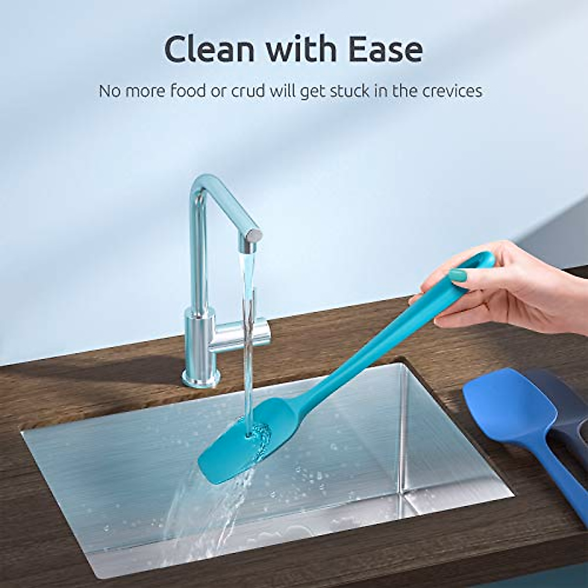 U-Taste Silicone Spoon Spatula Set, 600ºF High Heat Resistant BPA-Free Flexible Rubber Scraper, Cooking Mixing Baking Kitchen Utensils Set of 3 (Multicolors)