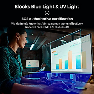 VINTEZ Universal Blue Light Blocking Screen Protector Panel for 19, 19.5 inch Diagonal LED PC Monitor Anti-UV Eye Protection Filter Film - Widescreen Monitor Frame Hanging Type (W 17.3" X H 11.4")