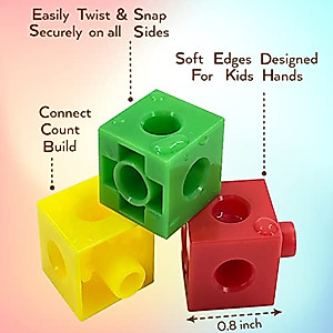 TOYLI 100 Piece Linking Cubes Set for Counting, Sorting, STEM, Connecting Blocks Math Links Manipulatives Educational Toy for Preschool, Kindergarten, Homeschool