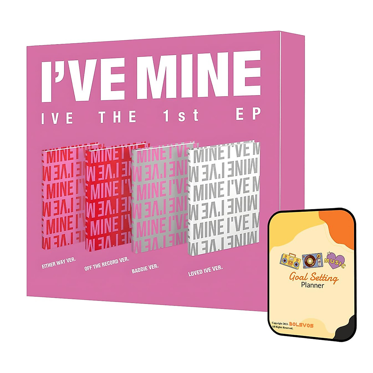IVE Album - I'VE MINE I'VE MINE The 1st EP Full Album Set (4 ver. set)+Pre Order Benefits+BolsVos Exclusive K-POP Inspired Digital Planner, Sticker Pack for Social Media