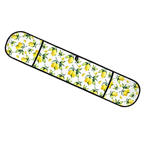 Lemon Double Oven Mitt, Cotton Cooking Gloves Heat Resistant Fresh Fruit Lemon Leaves Kitchen Oven Gloves for BBQ, Cooking, Baking, and Handling Hot Pots and Pans, 35 x 7.5