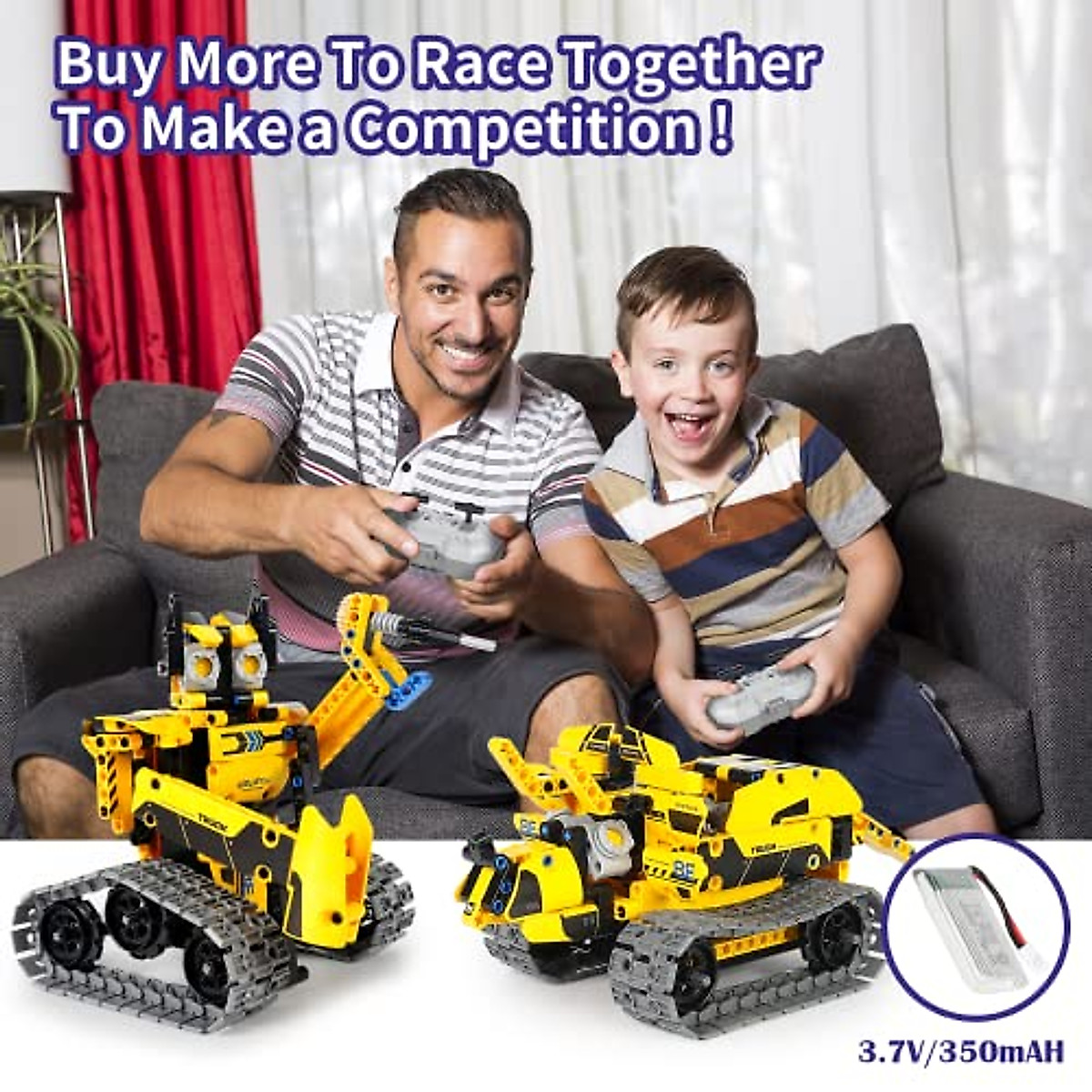 LECPOP 5 in 1 STEM Projects for Kids, Building Block Sets for Boys, Construction Toys for Kids Ages 8-14, RC Bulldozer/Robot/Dump Trucks Engineering Toys, Ideal Gifts for Boys & Girls