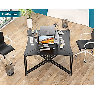 SAYGOER Industrial Corner Desk Triangle Computer Desk for Small Spaces Home Office Workstation Laptop Gaming Table Study Writing Student Desk, Black