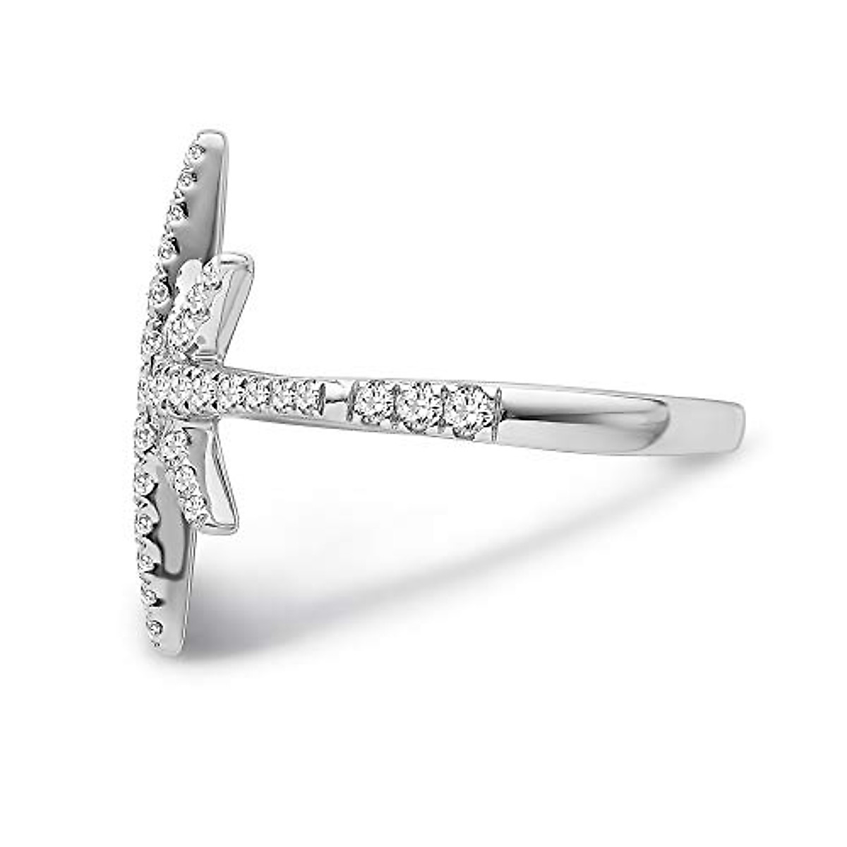 ARAIYA FINE JEWELRY 10K White Gold Diamond North Star Band Ring (3/8 cttw, I-J Color, I2-I3 Clarity), Size 7.5