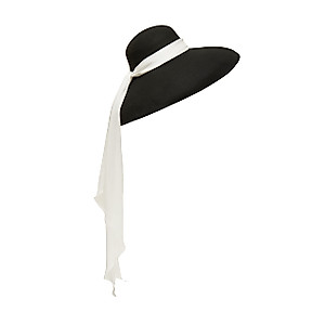 Utopiat High-End Audrey Style Adjustable Oversized Black Wool Hat W/Silk Scarf Inspired by BAT's