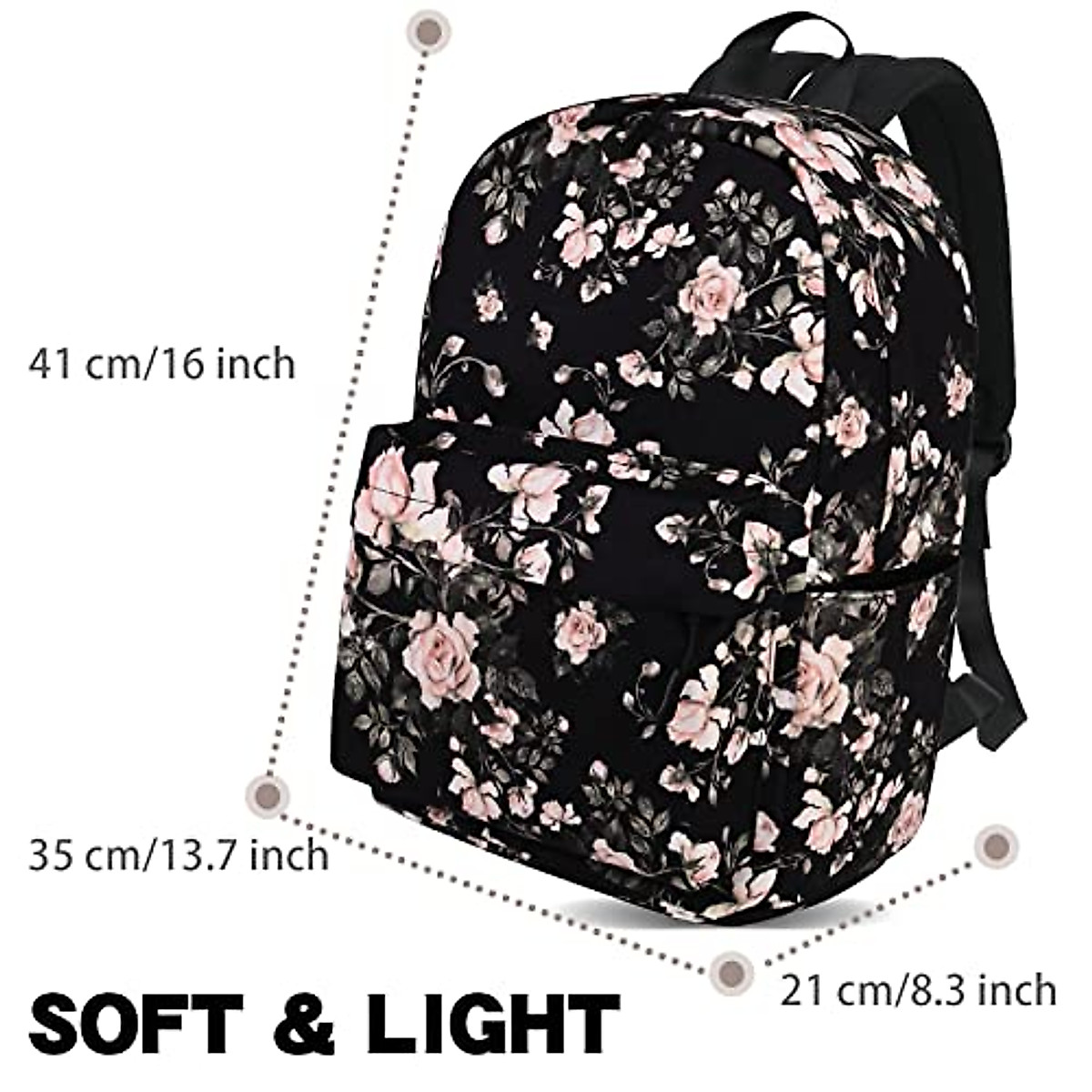 Sinpooo Canvas Backpack ,Washable Recycle Cotton 15.8 Inch Backpack Purse for Women Fashion, College Back Pack Bag for Women Daypack Travel Business Work Bag(Flower)