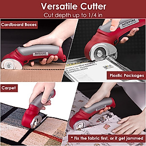 Matework Cordless Electric Scissors, 4V Multi-Cutter with Suitcase, 2000 mAh Cardboard Cutter with Self-sharpening Blade, Power Rotary Scissors for Carpet Leather