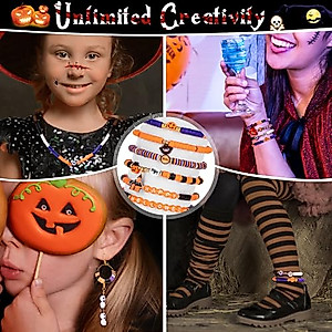 Goldwise Halloween Beads Friendship Bracelet Kit,2 Boxes with Halloween Clay Beads and Orange Letter Beads (A-Z) for Jewelry Making, Varieties of Halloween Charms Jewelry Making,DIY Crafts for Gifts