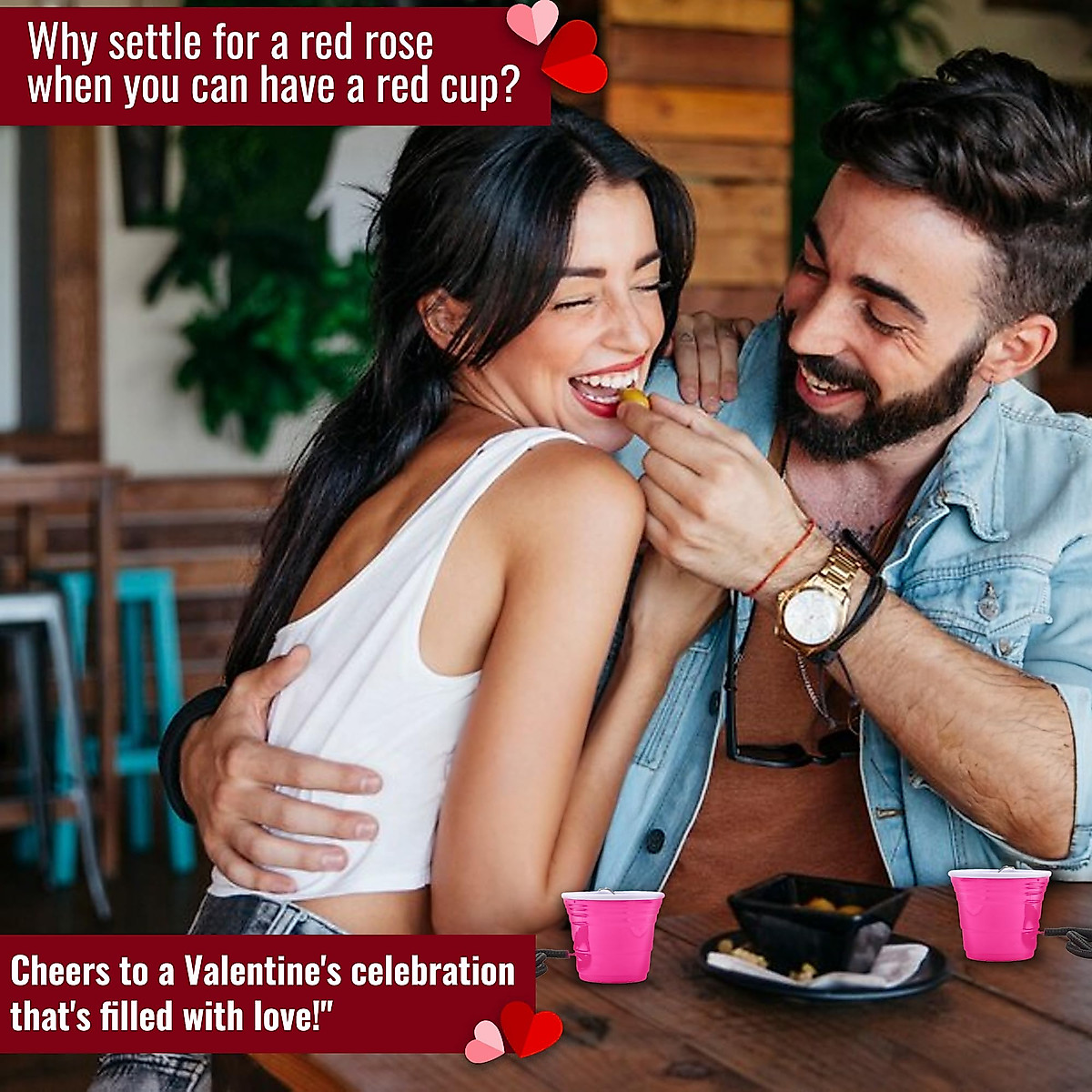 Red Cup Living Pink Plastic Shot Glasses with Lanyard | 2oz Reusable | Heavy-Duty | Perfect for Parties, Gifting | Christmas, Holiday Gifts Water, Drinks Sturdy and Strong Glasses Cute