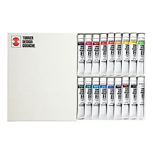 Turner Watercolor Paint Set - Design Gouache Premier Opaque Watercolor Paint - 25 ml Tubes - Set of 18 Assorted Colors