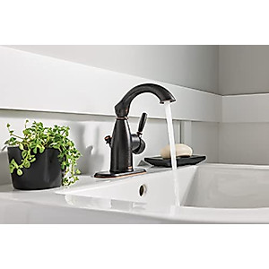 Moen Sarona Mediterranean Bronze One-Handle Single Hole Rustic Farmhouse Bathroom Faucet with Optional Deckplate, Traditional Bathroom Sink Faucet and Drain Assembly, 84144BRB