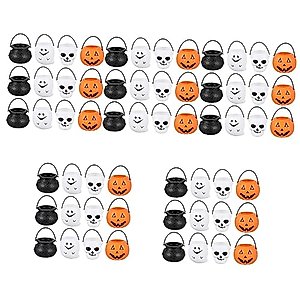 Abaodam 60 Pcs Halloween Hand Bucket Outdoor Lantern Fall Decor Dinning Table Decor Mini Halloween Cups Mini Black Witch Cauldron Plastic Colorful Handle Candy Bucket Candy Holder