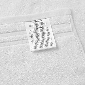 Amazon Basics Cotton Hand Towels, Made with 30% Recycled Cotton Content - 6-Pack, White