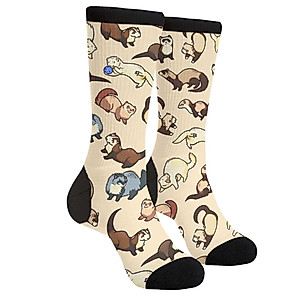 Adorable Ferret Unisex Casual Sports Socks Knee High Athletic Long Tube Stockings
