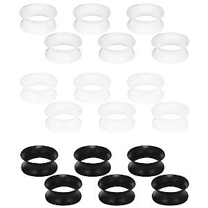 Lcolyoli 9 Pairs Ultra Thin Silicone Tunnels Ear Gauges Silicone Ear Skin Flexible Flesh Tunnel Expander Stretcher Gauge Earlets Plug Gauges Kit for Women Men 16mm 5/8 inch Black White Rubber