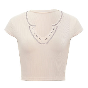 Women Girls Y2K Fairy Grunge Crop Top Graphic Print Short Sleeve Baby Tee T- Shirt Summer Vintage Streetwear(A,Medium)