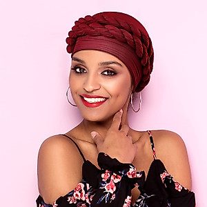 Hanaive 6 Pcs African Head Wraps for Black Women Braid African Turban Cap Twisted Headscarf Turbans Cover Wrap Hat(Bright Colors)
