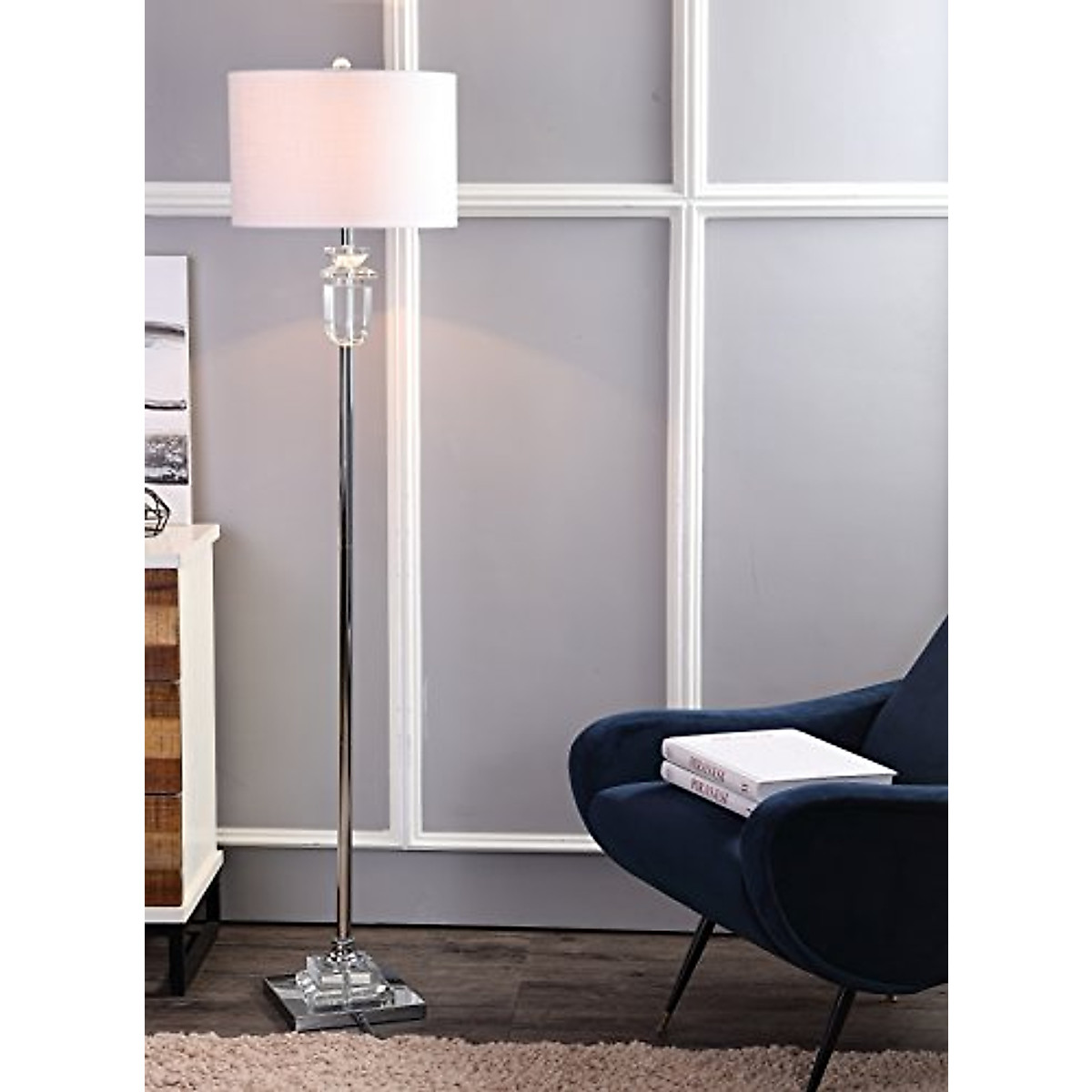 JONATHAN Y JYL1046A Aria 63" Crystal/Metal LED Floor Lamp Contemporary,Glam,Transitional for Bedrooms, Living Room, Office, Reading, Clear/Chrome