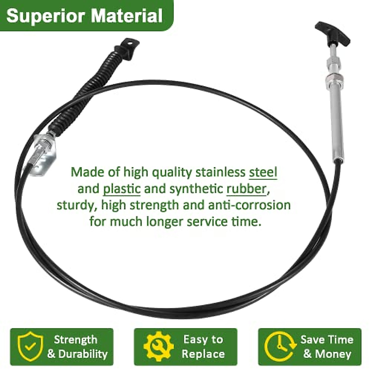 Snowblower Cable Replaces for John Deere AM132704 Snow Thrower, Tractors, Snow Blower GX, GT, LX, 100 Series 345 355 425 445 455 X565 X475 X720 Deflector Push Pull Spout Control Input Cable