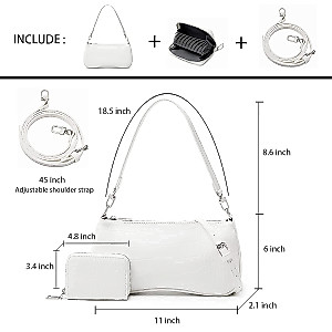 White Purse for Women 3pcs Set Small Shoulder Bag Mini Clutch Purses 90s Y2k Handbags