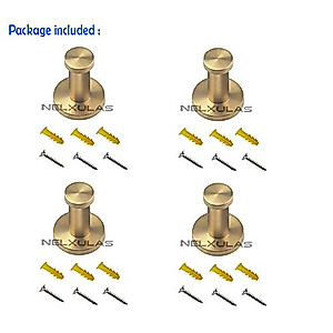 NELXULAS Golden Brushed Stainless Steel Single Super Heavy Duty Wall Mount Hook, Bath Towel Hooks, Coat Hanger (2", 4 PCS)