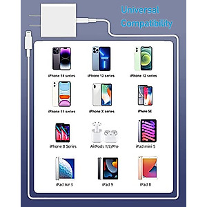 iPhone USB C Wall Charger, iPhone Charger Fast Charging Block, 20W Wall Charger Power Adapter with 6FT Type-C to Lightning Cable Compatible iPhone 14 Pro Max/13/13 Mini/12 Pro/12 Pro Max/11/11 Pro/Max