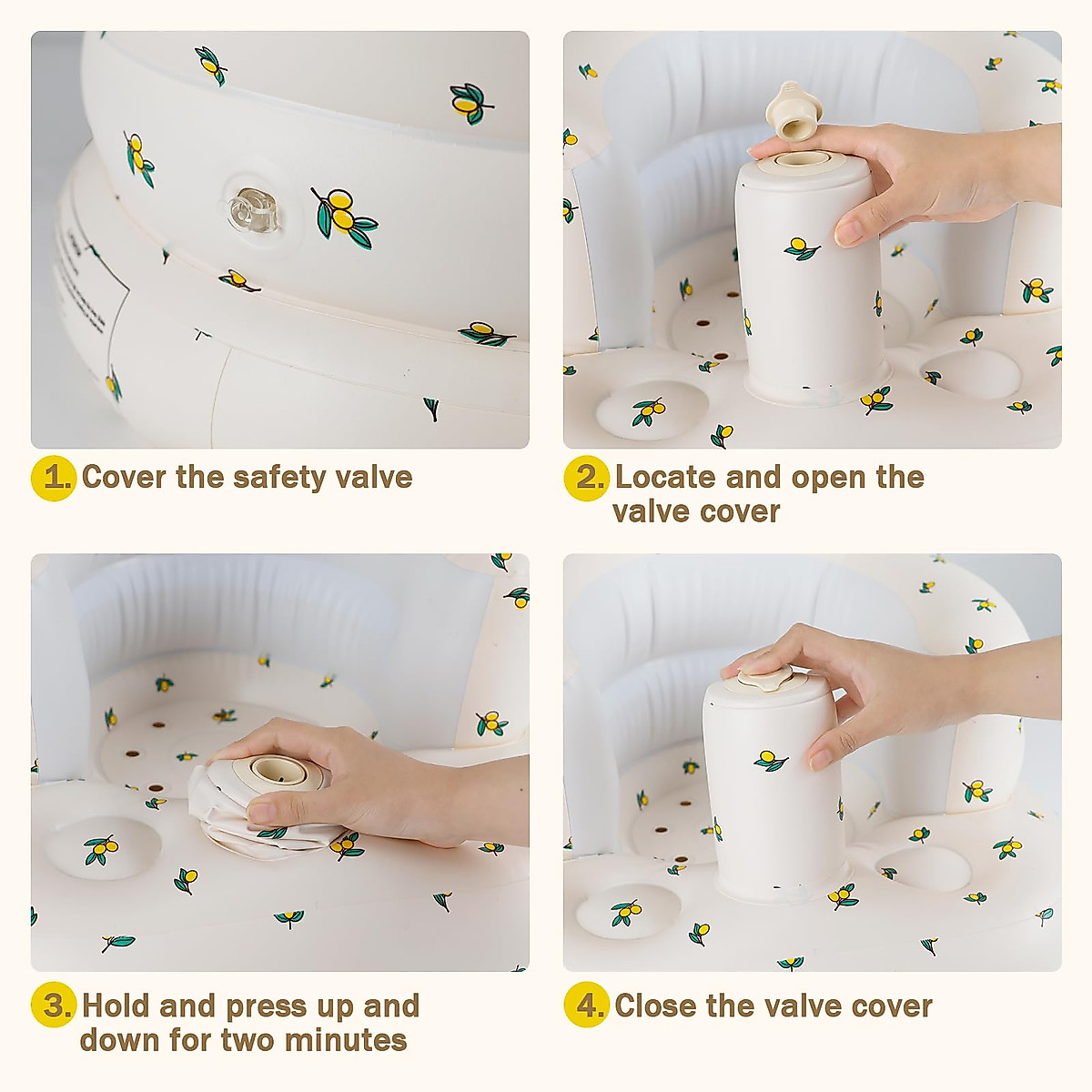 AirSwim Baby Inflatable Seat for Babies 3 Months and Up, Baby Support Seat Summer Toddler Chair for Sitting Up, Baby Shower Chair Floor Seater Gifts with Storage Case, Orange