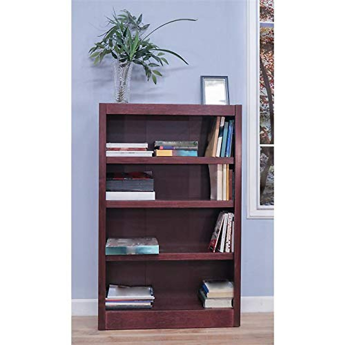 BOWERY HILL Traditional 48" Tall 4-Shelf Wood Bookcase in Cherry