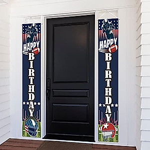 5665 Football Birthday Porch Sign Door Banner Decor Blue – Sport Super Bowl Game