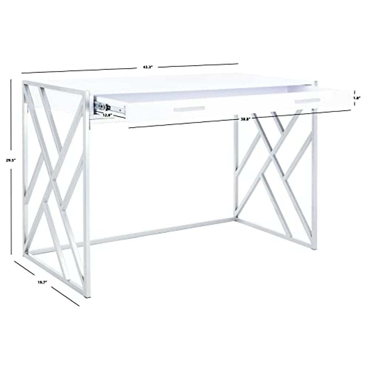Safavieh Home Office Elaine Modern White and Silver 1-drawer Desk
