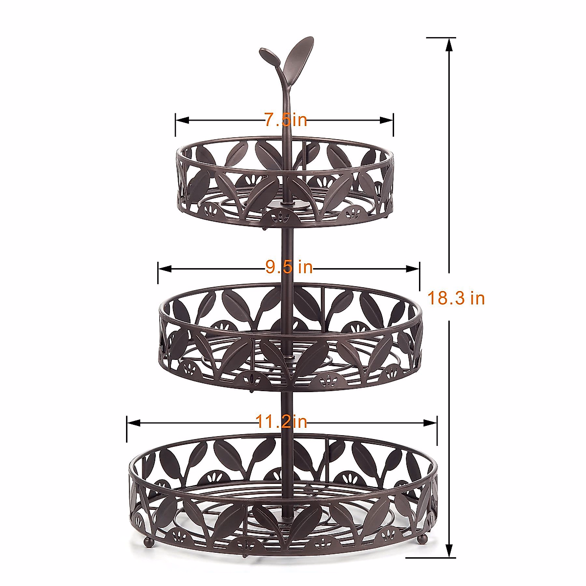 Ouseen 3 Tier Fruit Basket for Kitchen, Fruit Bowl Holder, Detachable Fruit Storage Baskets Stand for Counters Kitchen Countertop Dining Table