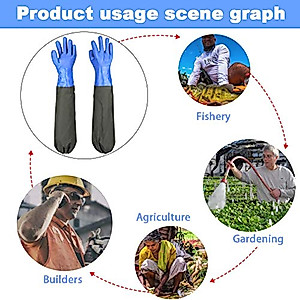 Haiou 2 Pairs Chemical Resistant Gloves, Long Rubber Gloves, Long Waterproof Gloves and Heavy Duty Waterproof Gloves for Chemical and Acid Work, 25 inches, Large