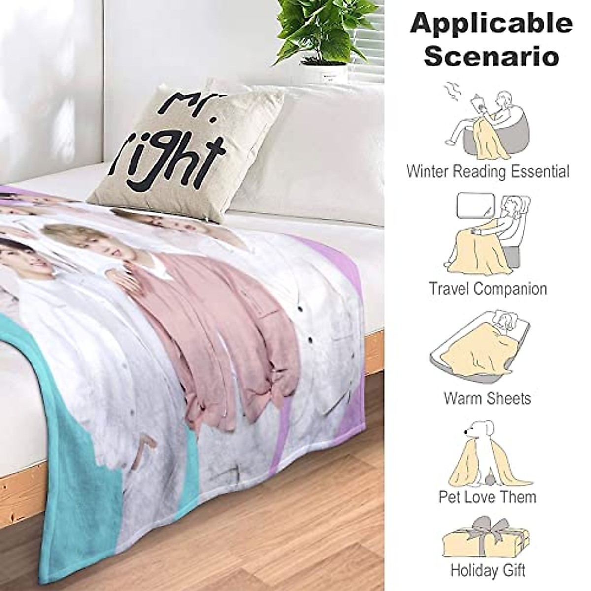 Kpop Merchandise Blanket Ultra Soft Warm Throw Blanket Fuzzy Bedding for Traveling Camping Couch Sofa Gifts 50"X40"
