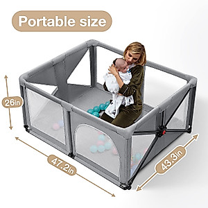 Foldable Baby Playpen, RONBEI Easy to Assemble Portable Foldable Playpen for Babies and Toddlers, Travel Indoor Outdoor Baby Playpen Play Yard Lightweight Baby Fence