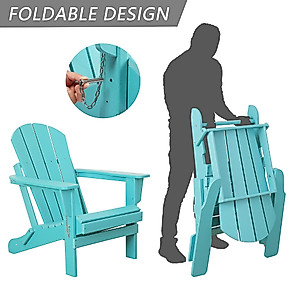 Betterhood Adirondack Chair, Folding Fire Pit Chair for Patio Garden Backyard Pool Deck Firepit and Beach, Blue