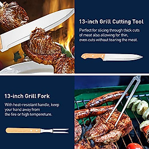 Skyflame Flat Top Griddle Kit, 6PCS Stainless Steel Grill Accessories Set with Cooking Spatula, Burger Turner, Pancake Burger Flipper and Meat Fork Set, Camping Tailgating Outdoor BBQ Essential