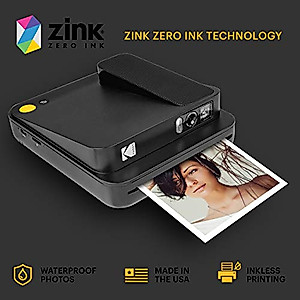 KODAK Smile Classic Digital Instant Camera for 3.5 x 4.25 Zink Photo Paper - Bluetooth, 16MP Pictures (Black)